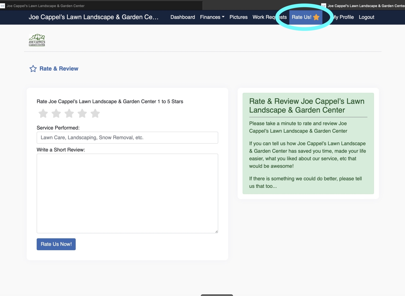 Client Portal Instructions - Joe Cappel's Garden Center